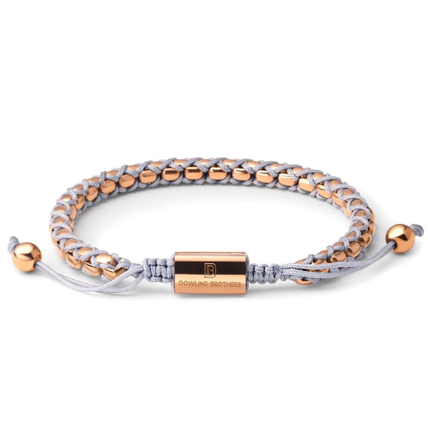 Dowling Brothers - Rose Gold Braided Box Chain Bracelet in Light Gray Dowling Brothers - Rose Gold Braided Box Chain Bracelet in Light Gray
